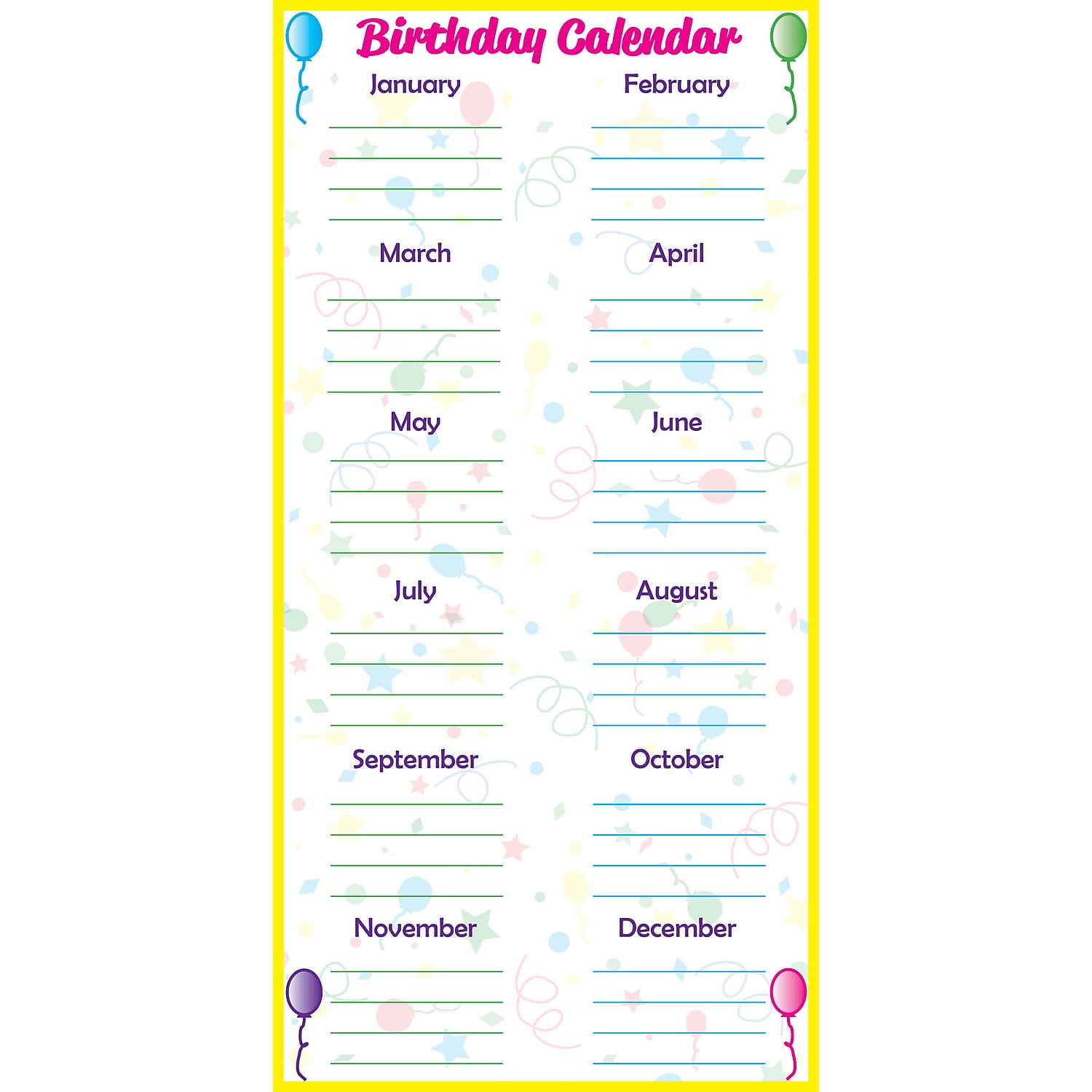 Flipside Products Low-Tac Birthday Calendar Vertical - Walmart.com