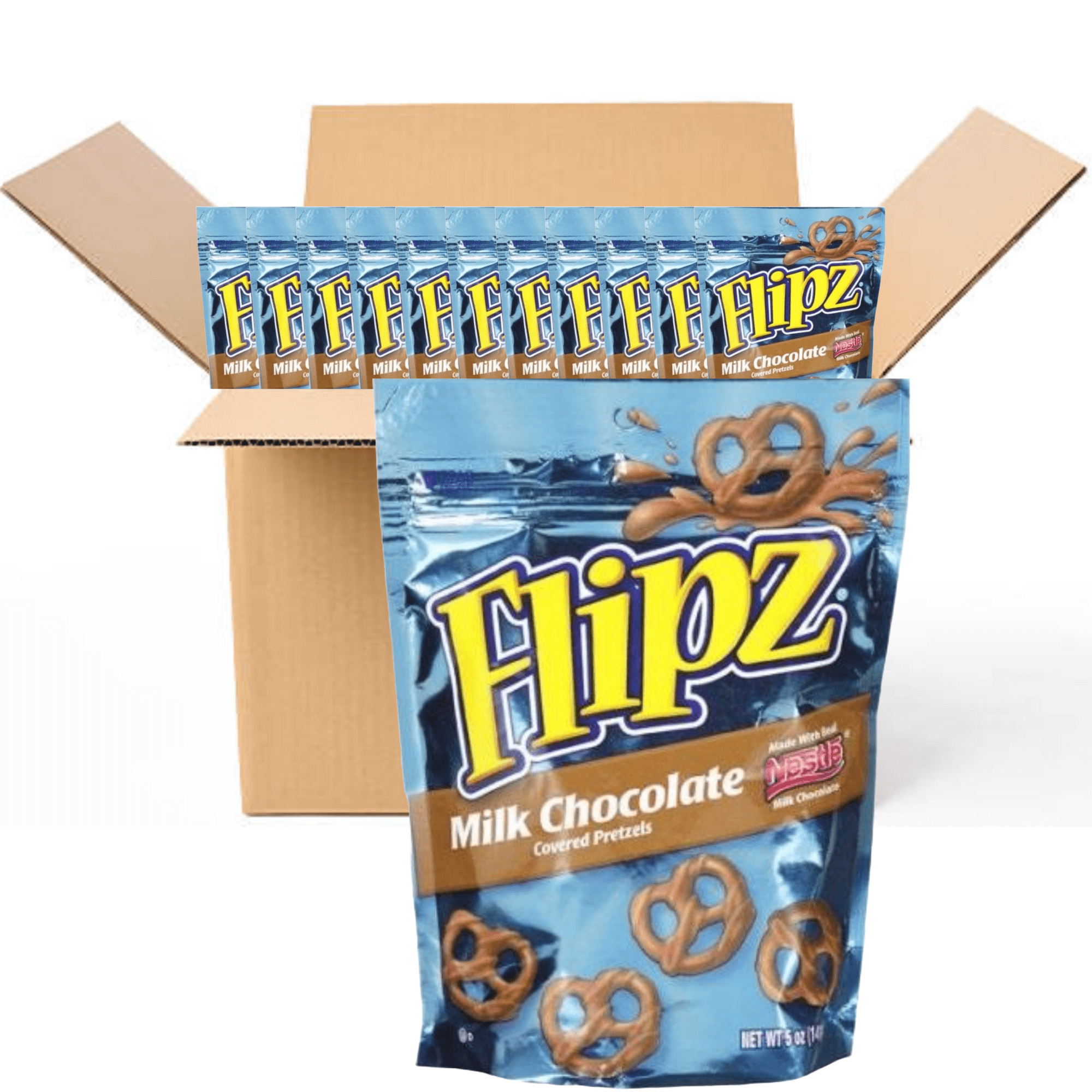 Flipz MILK CHOCOLATE Covered Pretzels, 5 Ounce Stand Up Pouch (Case Of ...