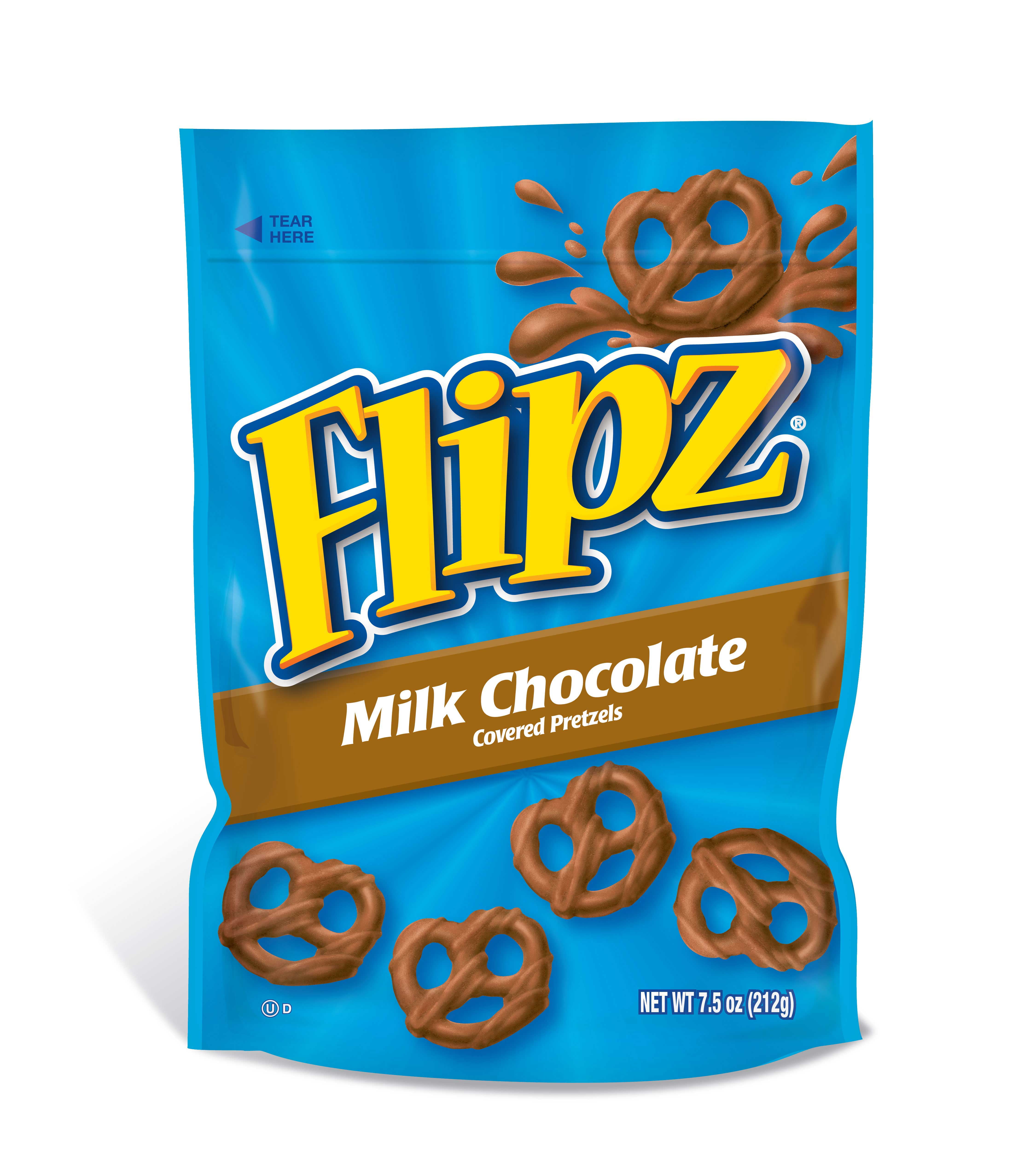 Flipz Milk Chocolate Covered Pretzels, 7.5 Ounce Stand Up Pouch -- 8 ...