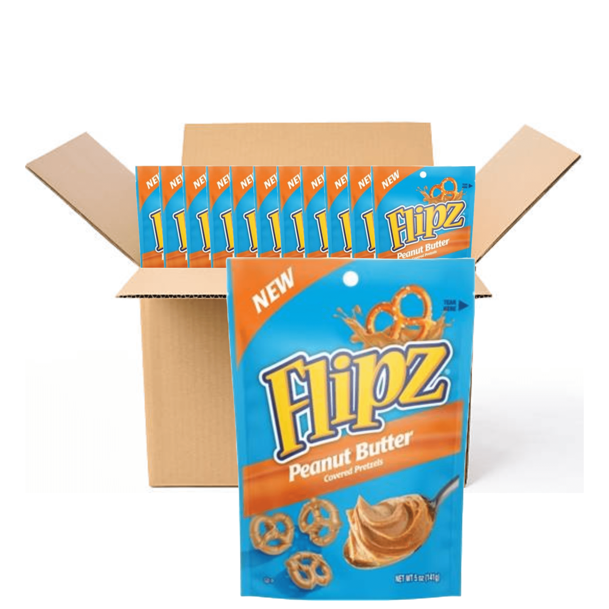 Flipz PEANUT BUTTER Covered Pretzels, 5 Ounce Stand Up Pouch (Case Of 6 ...