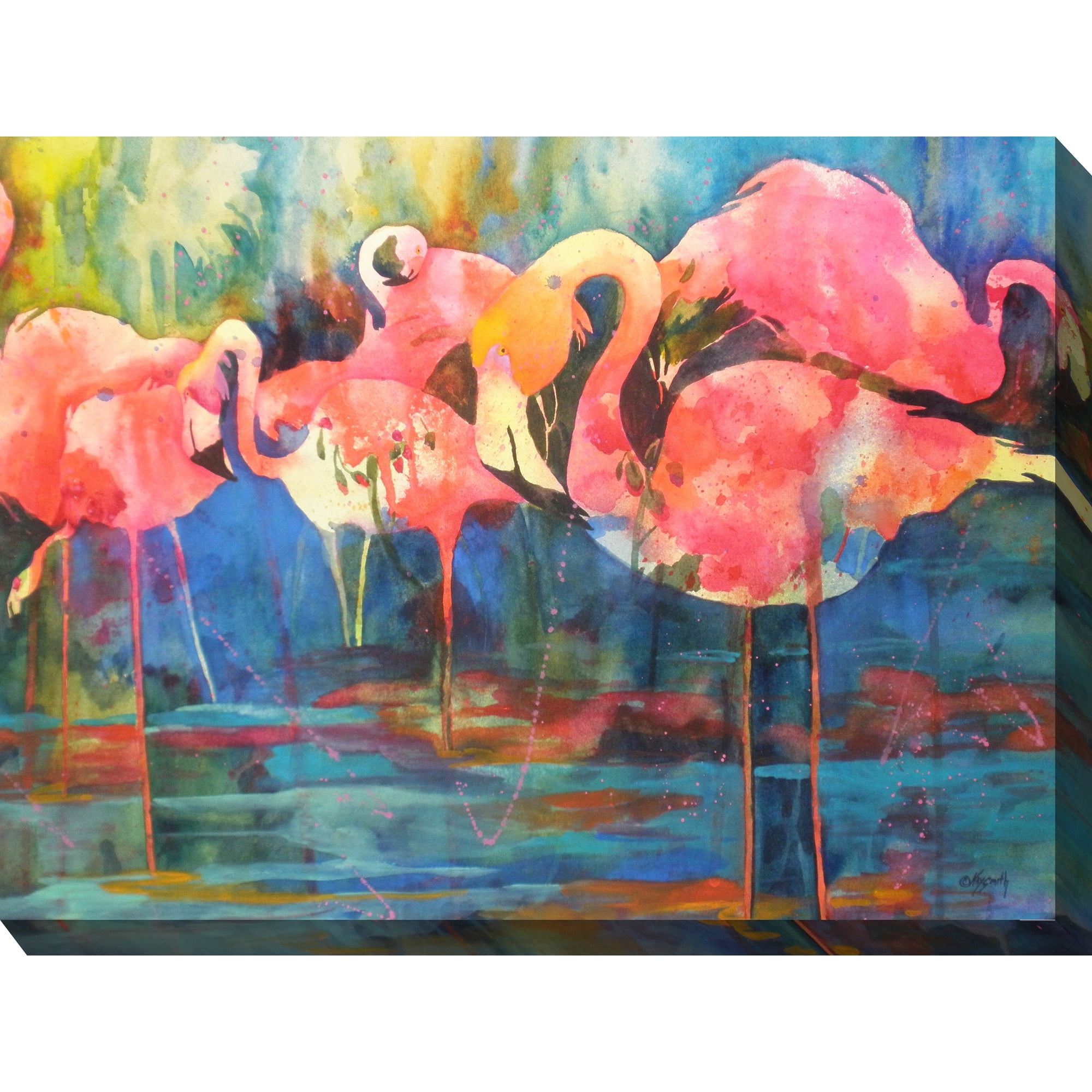 Flirty Flamingos Indoor/Outdoor Art - Multi-color - Walmart Business ...