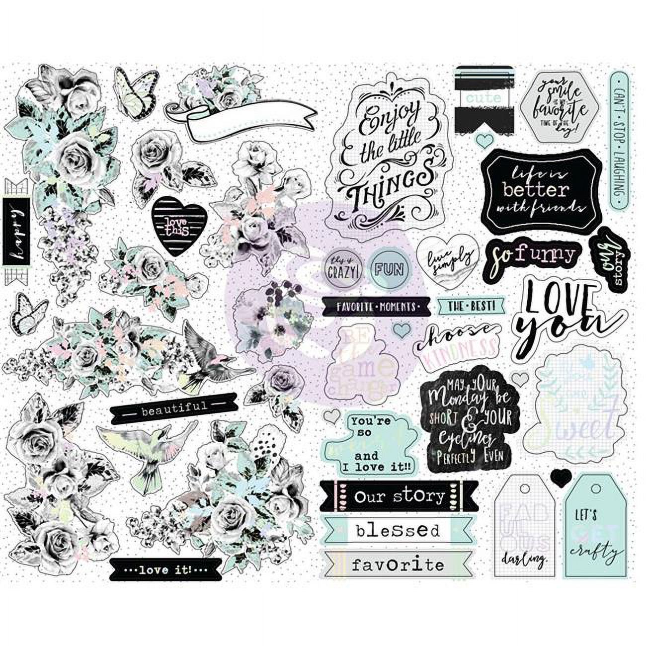 Flirty Fleur Sticker Sheet 4"X6.5" 4/Pkg-W/Foil Accents - Walmart.com