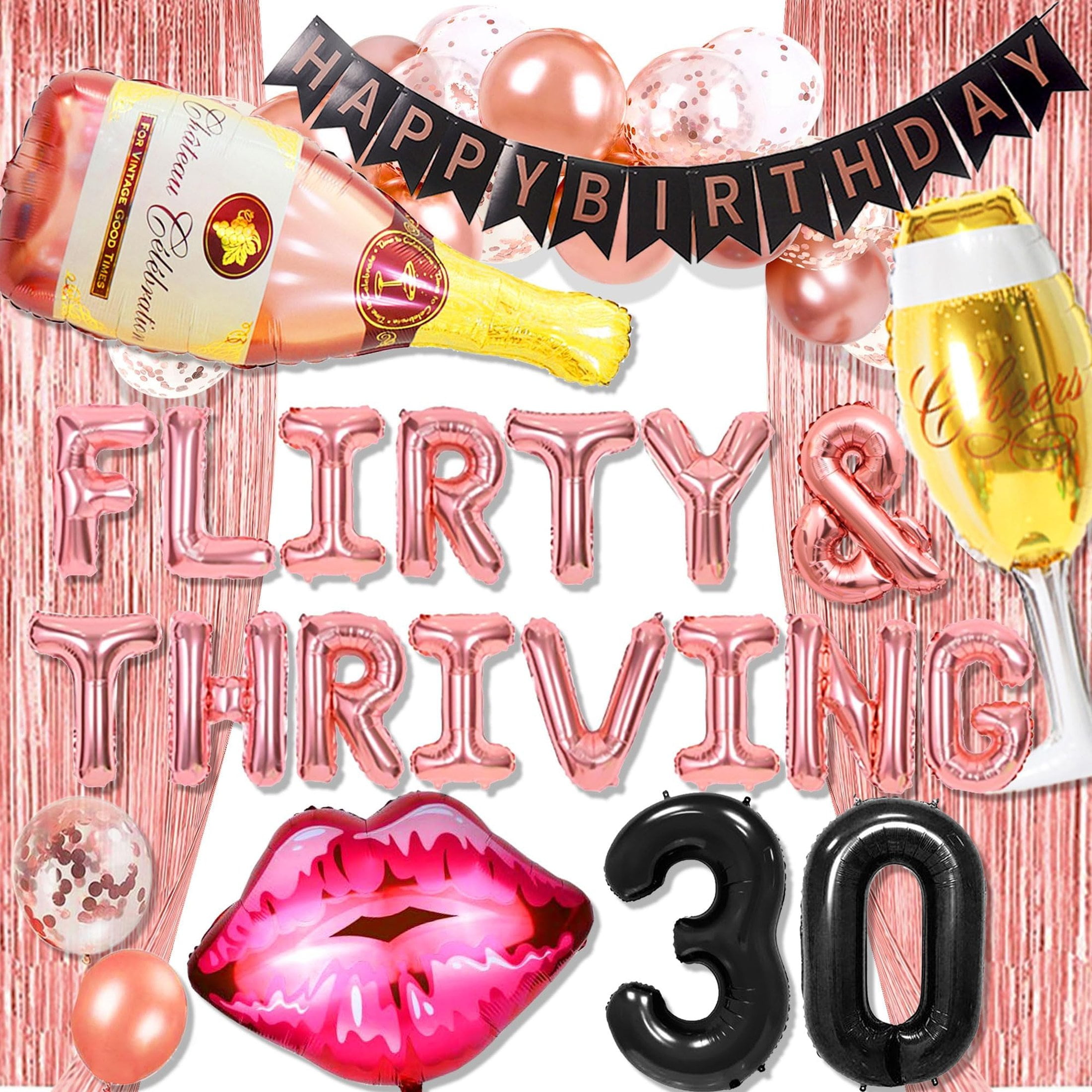 Flirty and Thriving 30th Birthday Celebration Kit - Vibrant Balloons ...