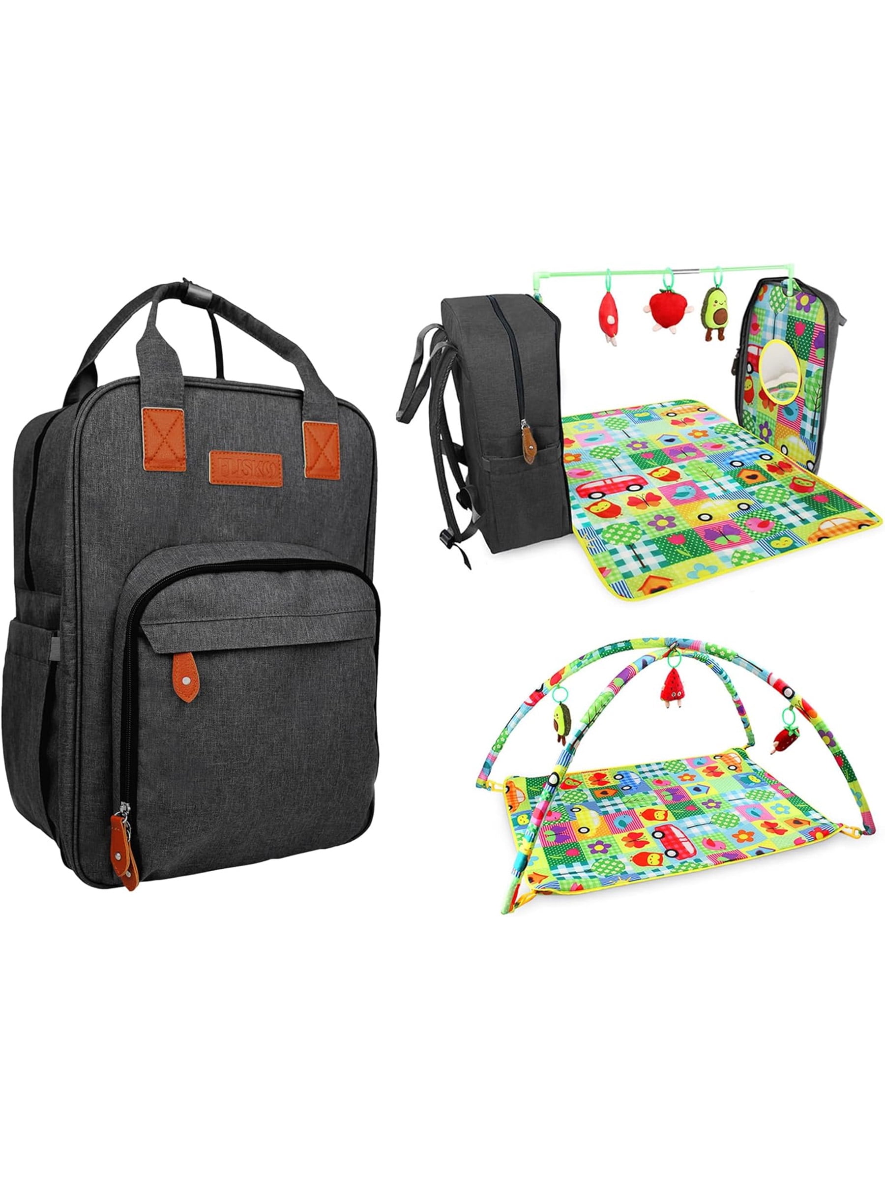 Flisko Baby 3-in-1 Diaper Backpack With Playmat - black, one size ...
