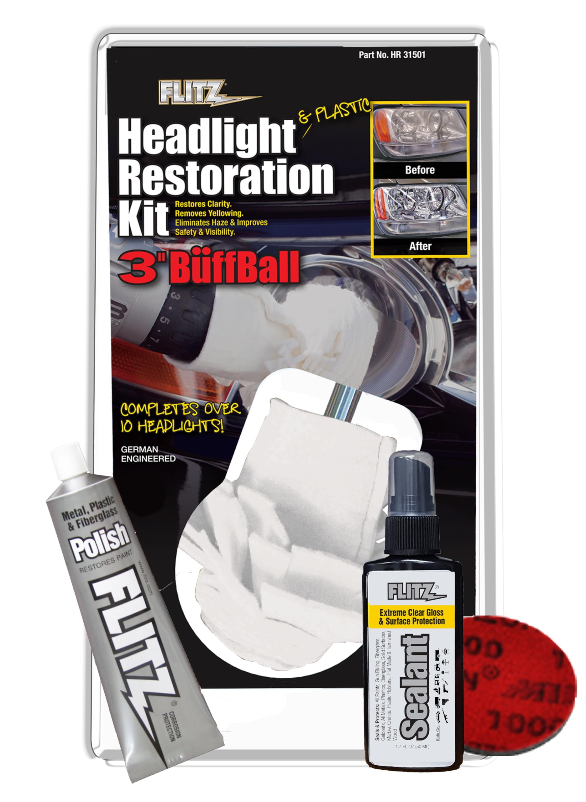 Flitz Headlight Restoration Kit - Premium Headlight Restorer Kit with ...