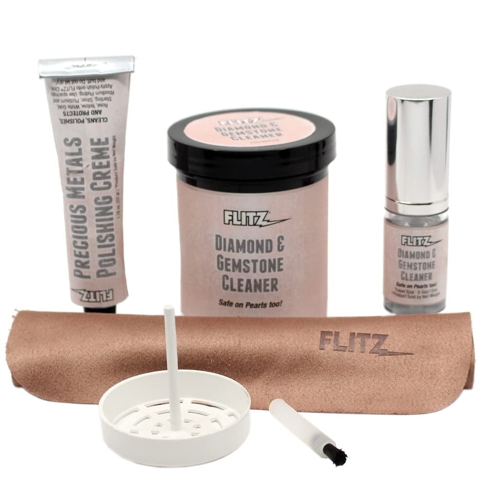 Flitz Premium Jewelry Cleaning Kit: Jewelry Cleaner Solution, Glasses ...