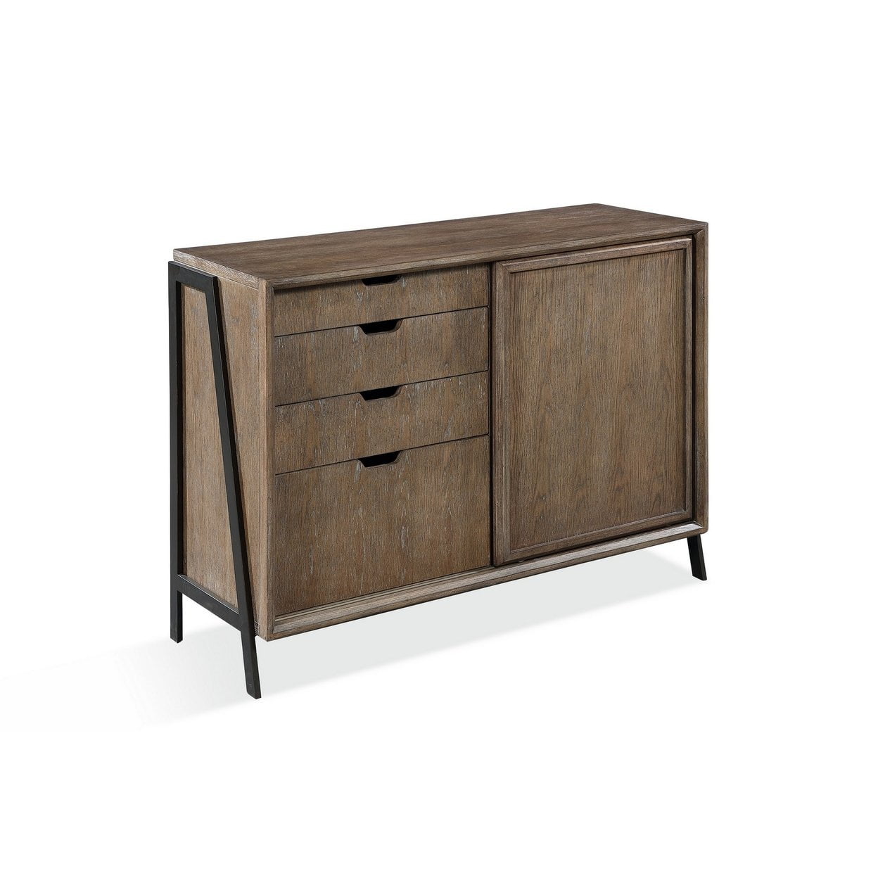 Flix 48 Inch Credenza, Sliding Door, Hidden Drawer and Shelves, Brown ...