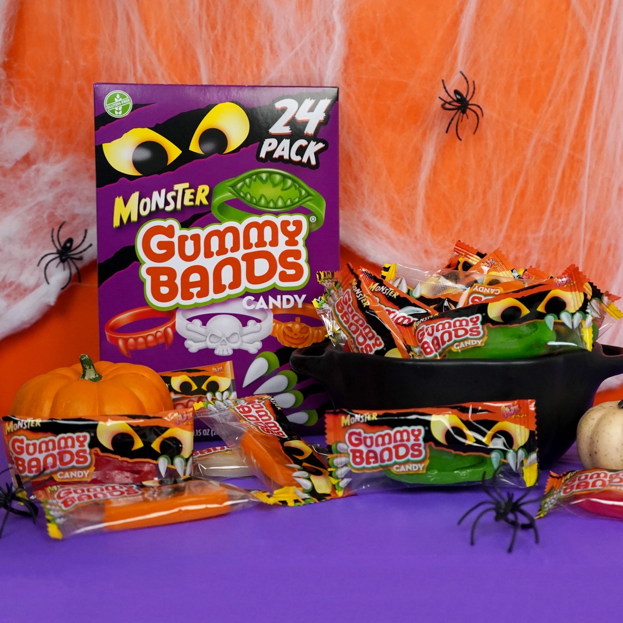 Flix Candy Monster Gummy Bands, Assorted Fruity Gummies, 24 Count Box ...