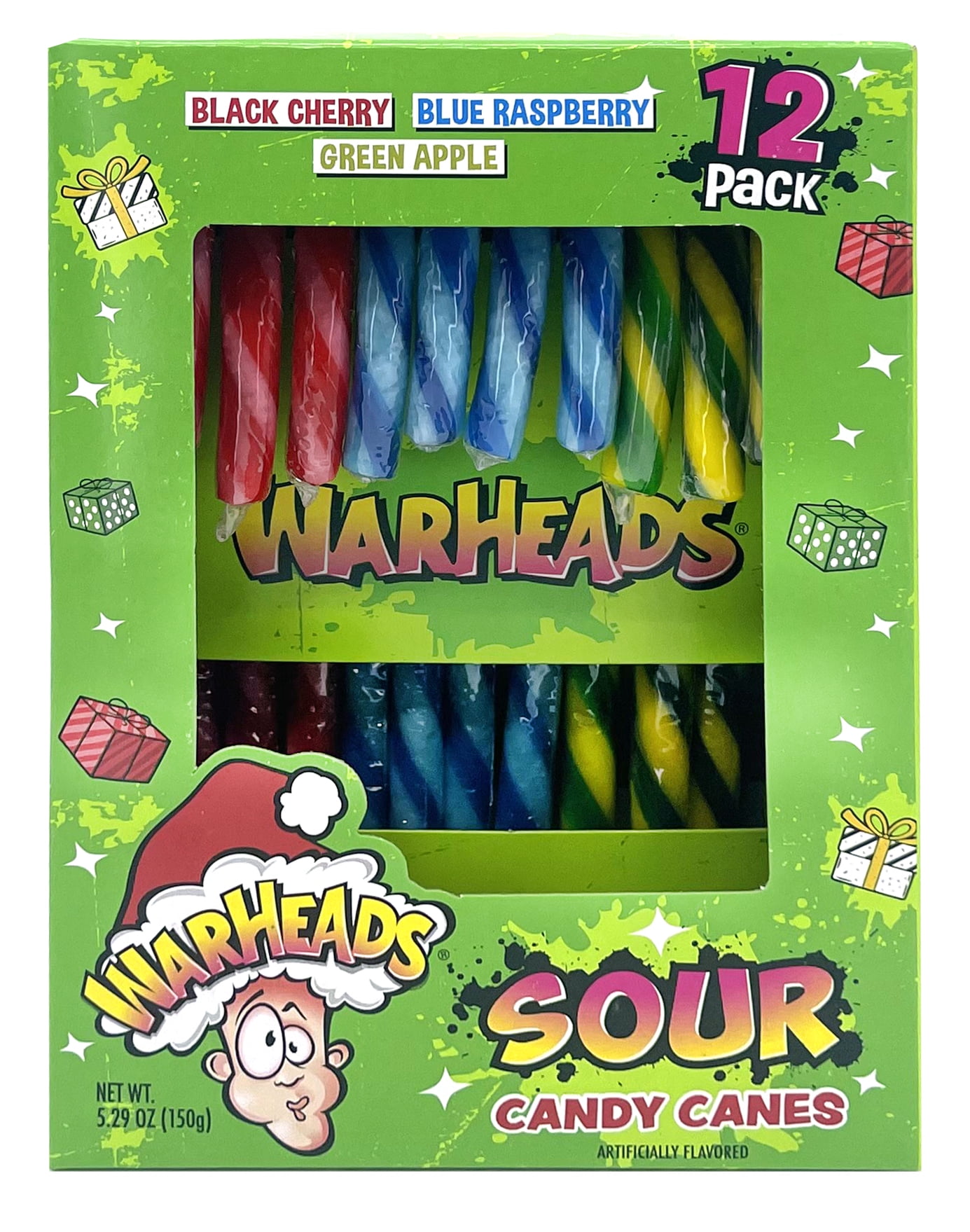 Flix Candy Warheads Sour Christmas Candy Canes, Peanut & Gluten-Free ...