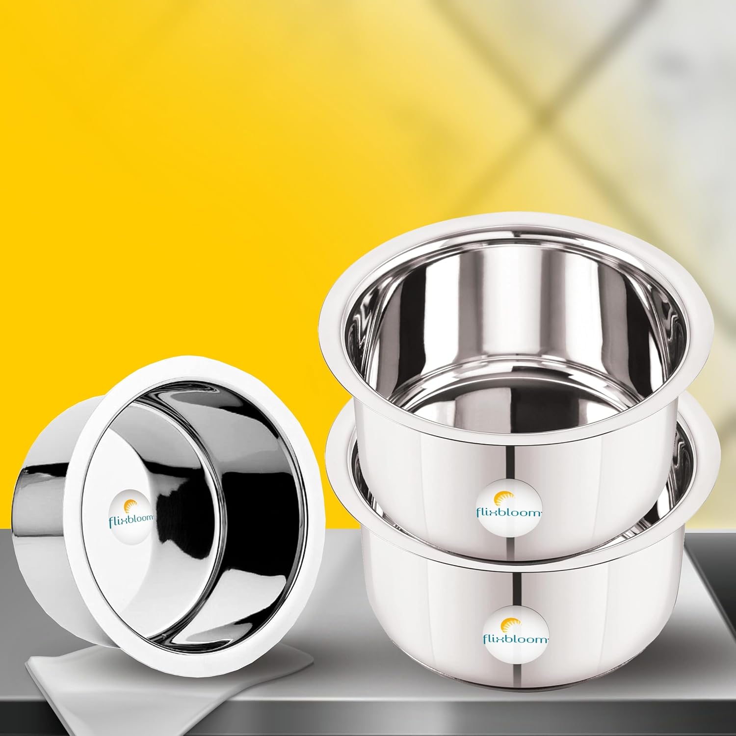 Flixbloom Stainless Steel Utensils Combo Pcs Set Heavy Bottom Induction ...