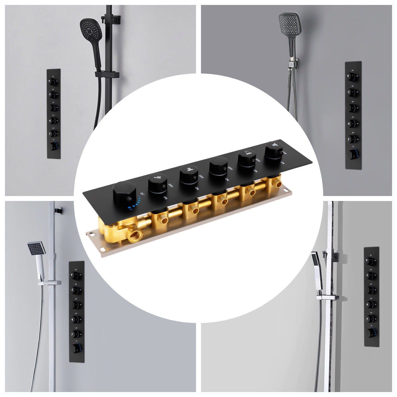 Flkoendmall 5 Way Shower Valve Shower Flow Control Valve Shower ...