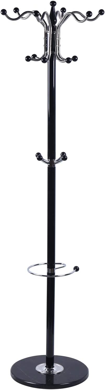 FlkoendmallCoat Hanging Rack 16 Hooks Marble+Metal 4 levels 16 Hooks ...