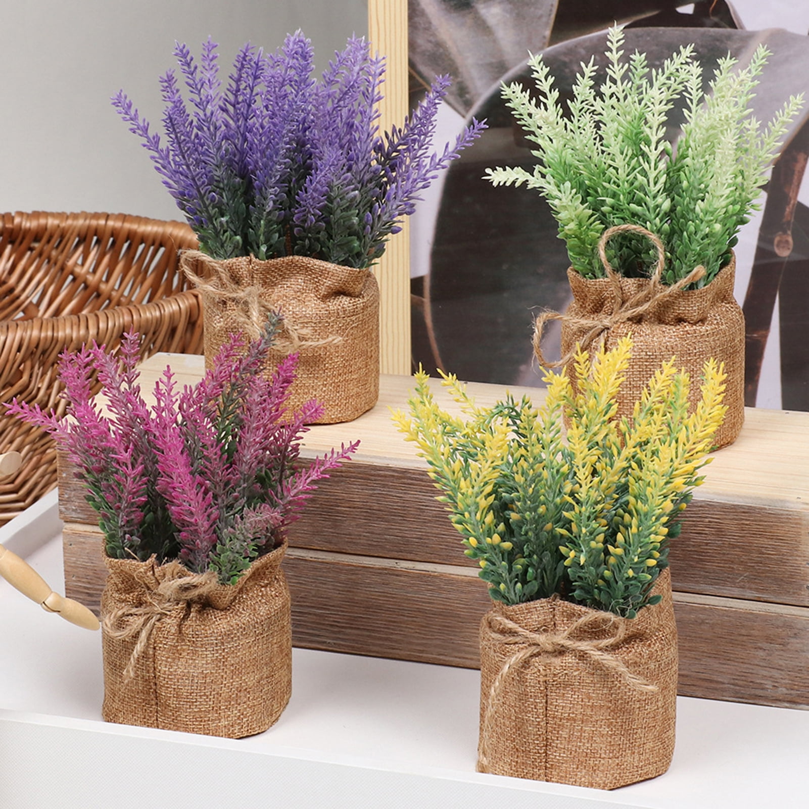 Flm Artificial Plant Eye-catching Rope Bag Fresh Keeping Pretty Floral ...