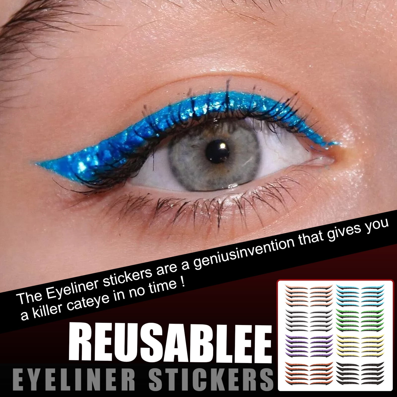 Flmtop 5 Pairs/Sheet Eyeliner Reusable Double Plastic Self-adhesive ...