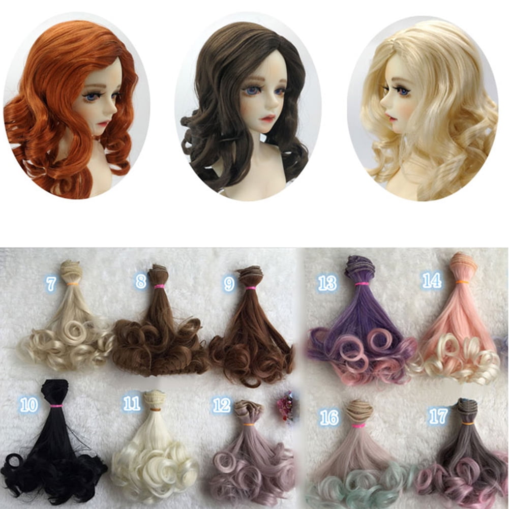 Flmtop Cute Women DIY Long Curly Doll Hair Cosplay Wig Anime Party ...