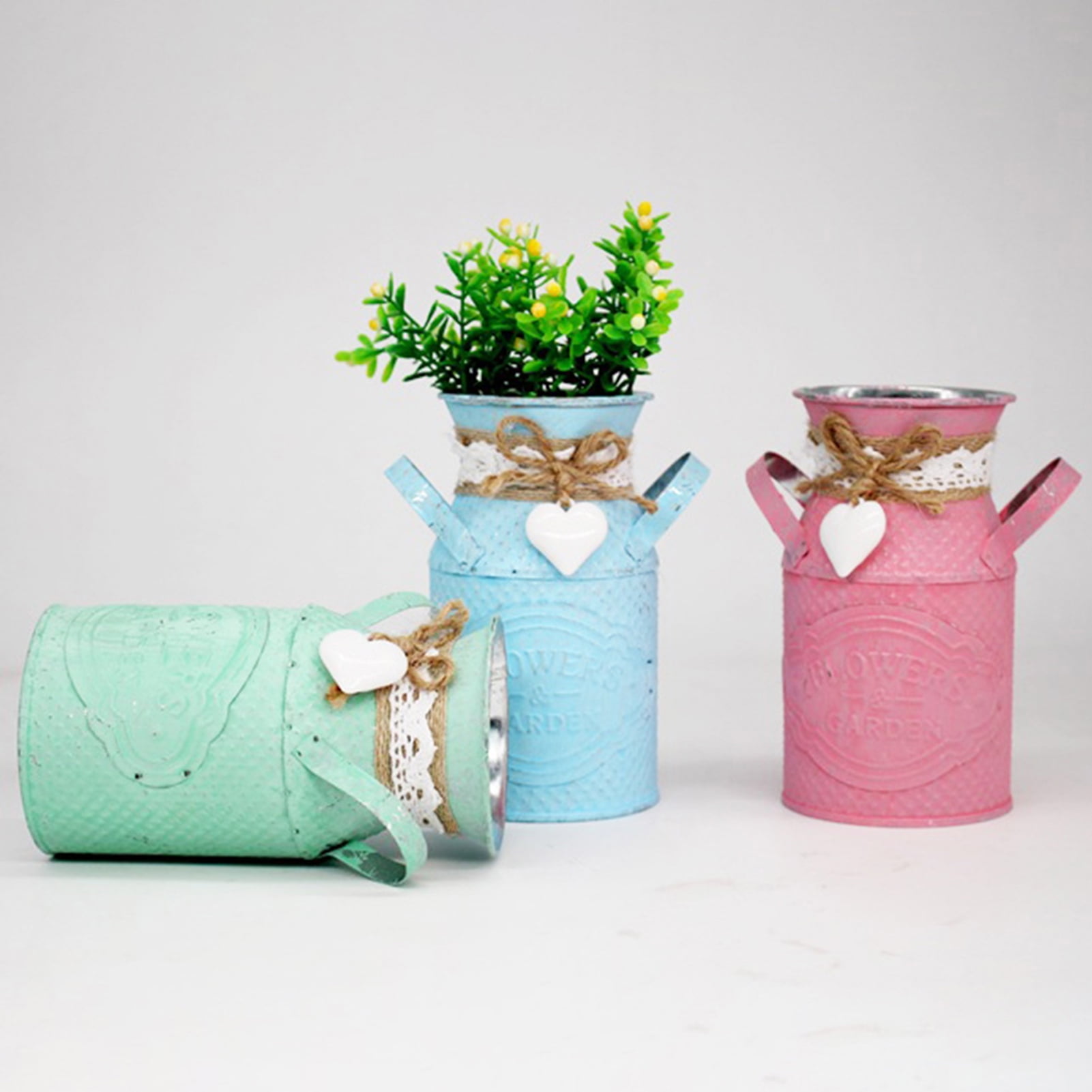 Flmtop Fresh Flower Pot Living Room Floral Bucket Store PastoralIron ...