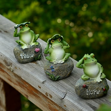 Inspirational Cute Praying Frog On Rock Statue By DWK | Novelty ...