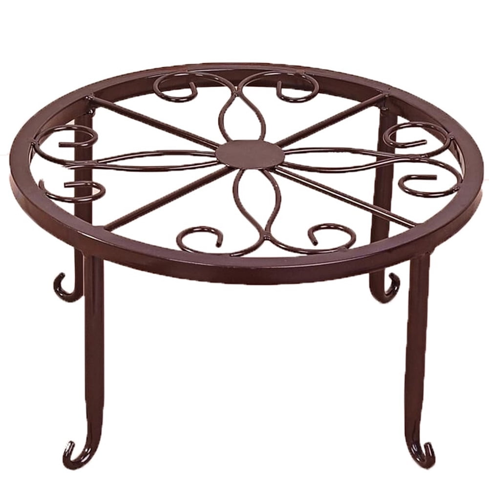 Flmtop Plant Stand Floor Flower Pot Rack Round Iron Home Garden Indoor ...