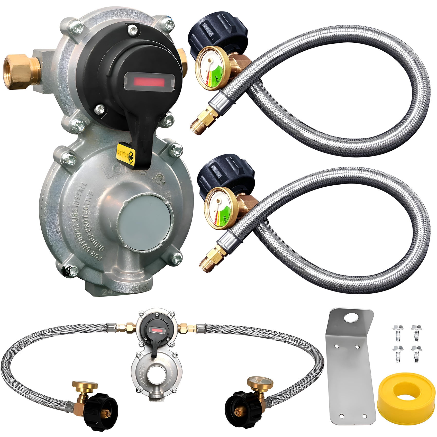 Flngr 2-Stage Auto Changeover Rv Propane Regulator 2 Tank 18" Inch LP ...
