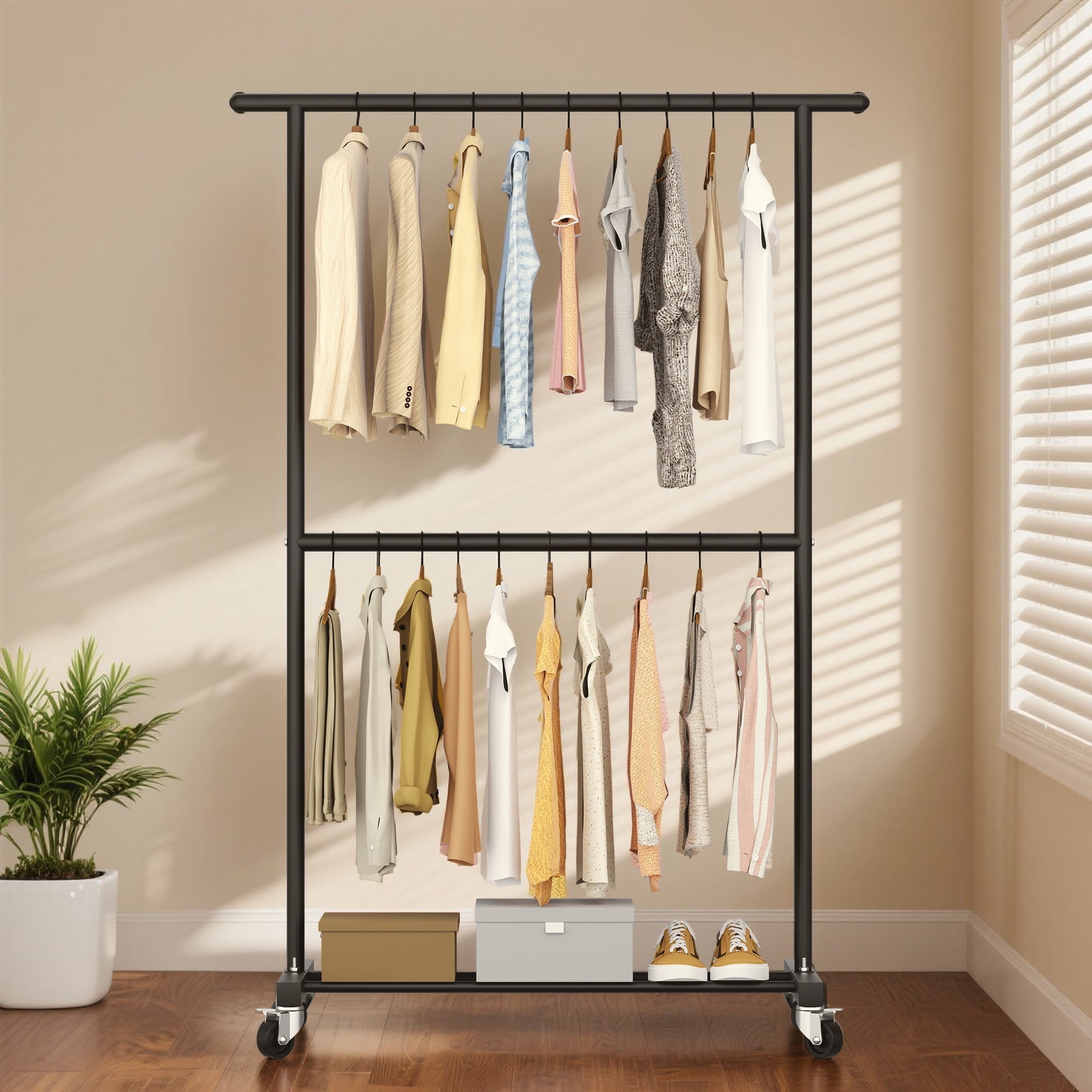 Flngr Clothes Racks Heavy Duty with Wheels , Clothes Rack for Hanging ...