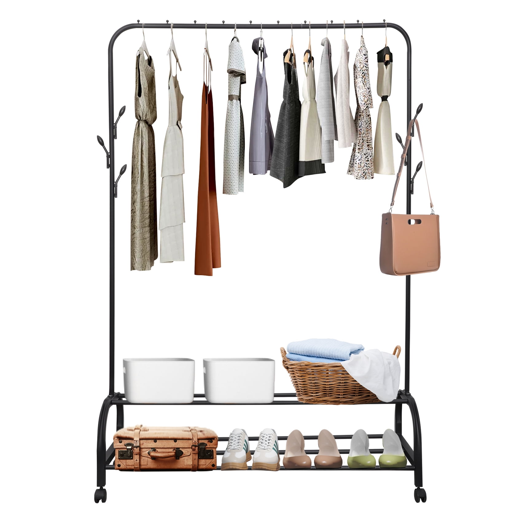 Flngr Clothing Rack on Wheels, Hanging Racks for Clothes Storage, Multi ...