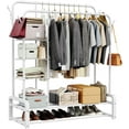 Flngr Heavy Duty Clothes Rack,Clothing Racks with 4 Hooks and Storage ...