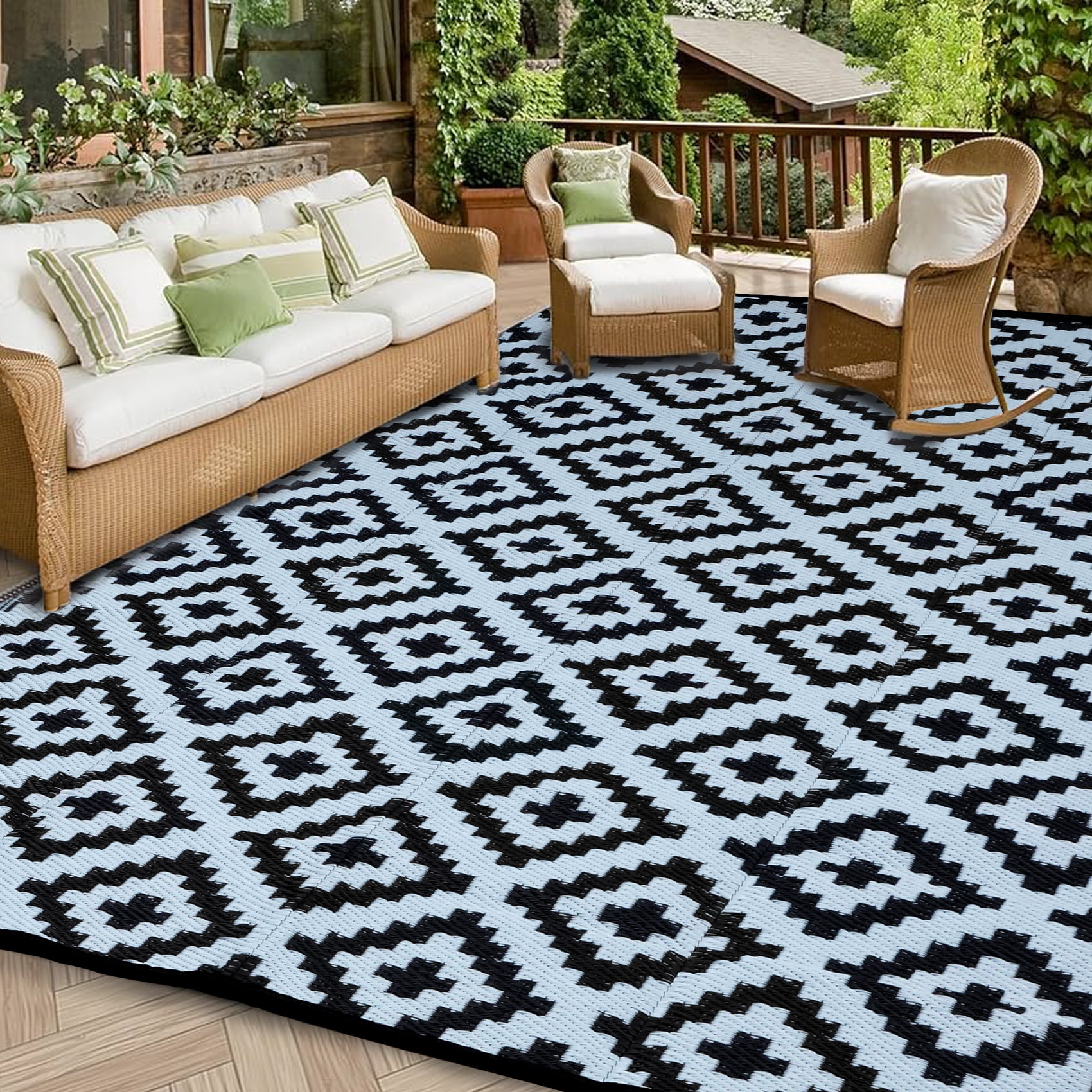 Flngr Outdoor Plastic Straw Rug,6 x 9 ft Waterproof Outdoor Rug, Indoor ...