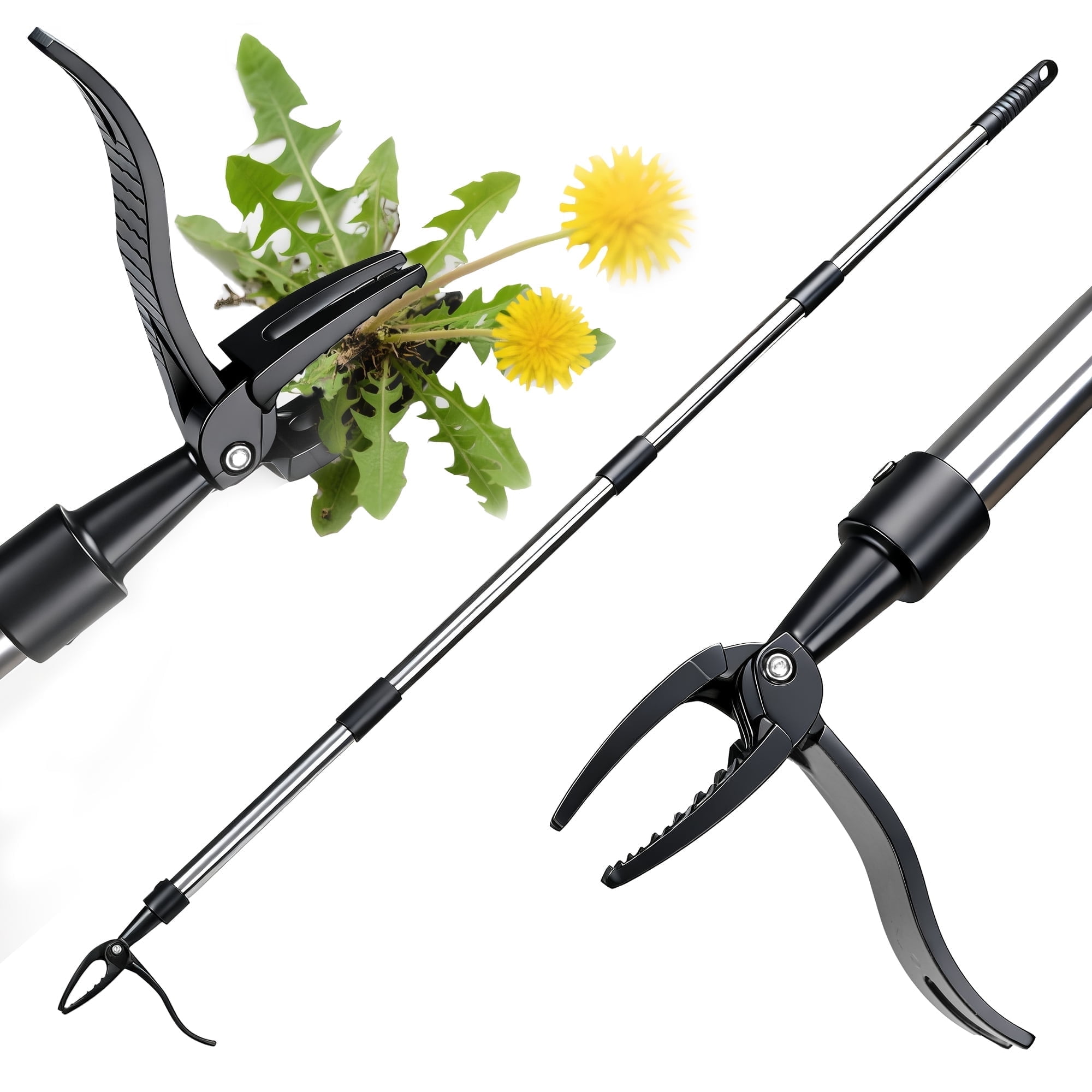 Flngr Weed Puller Tool, 4-Claw Stand up Weeder with Adjustable 58 ...