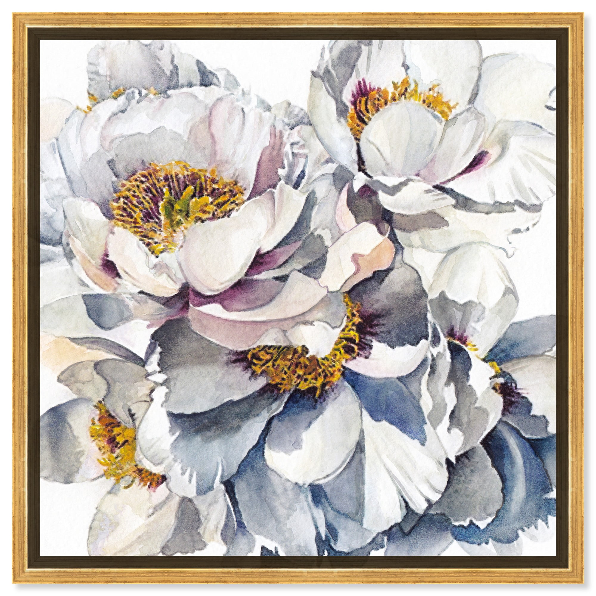 Flo Inspo Canvas Elegant White Gold Wall Art by Art Remedy, Gold Frame ...