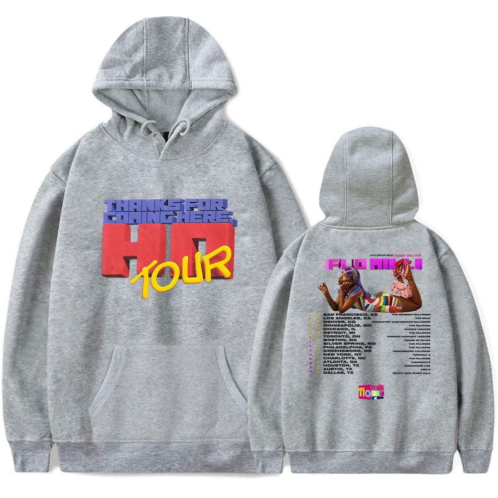 Flo Milli Hoodies Thanks For Coming Here Ho Tour Merch For Men/Women Unisex Long Sleeve ...