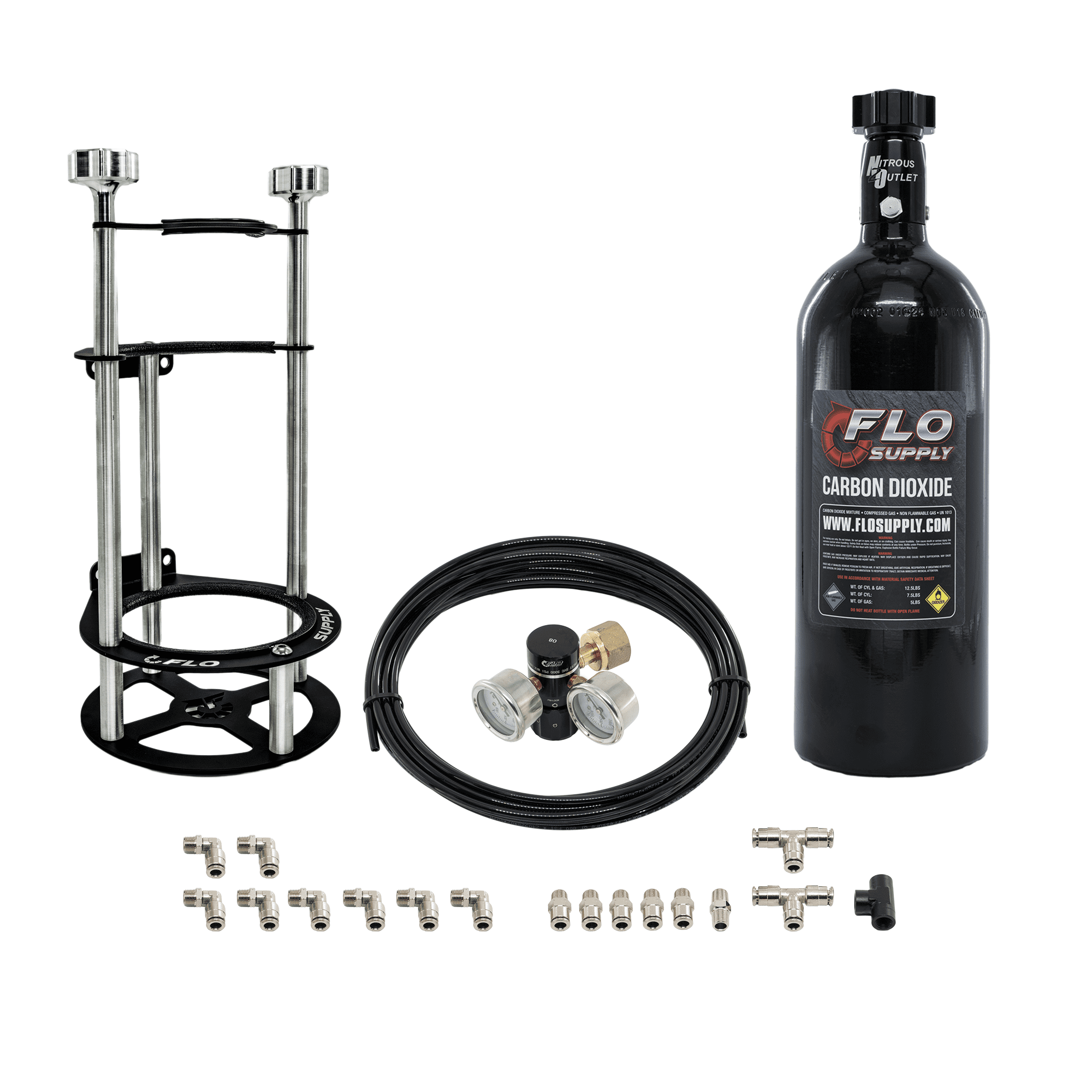 Flo Supply Dual Wastegate CO2 Plumbing Kit - 5lb Bottle / With Bracket ...