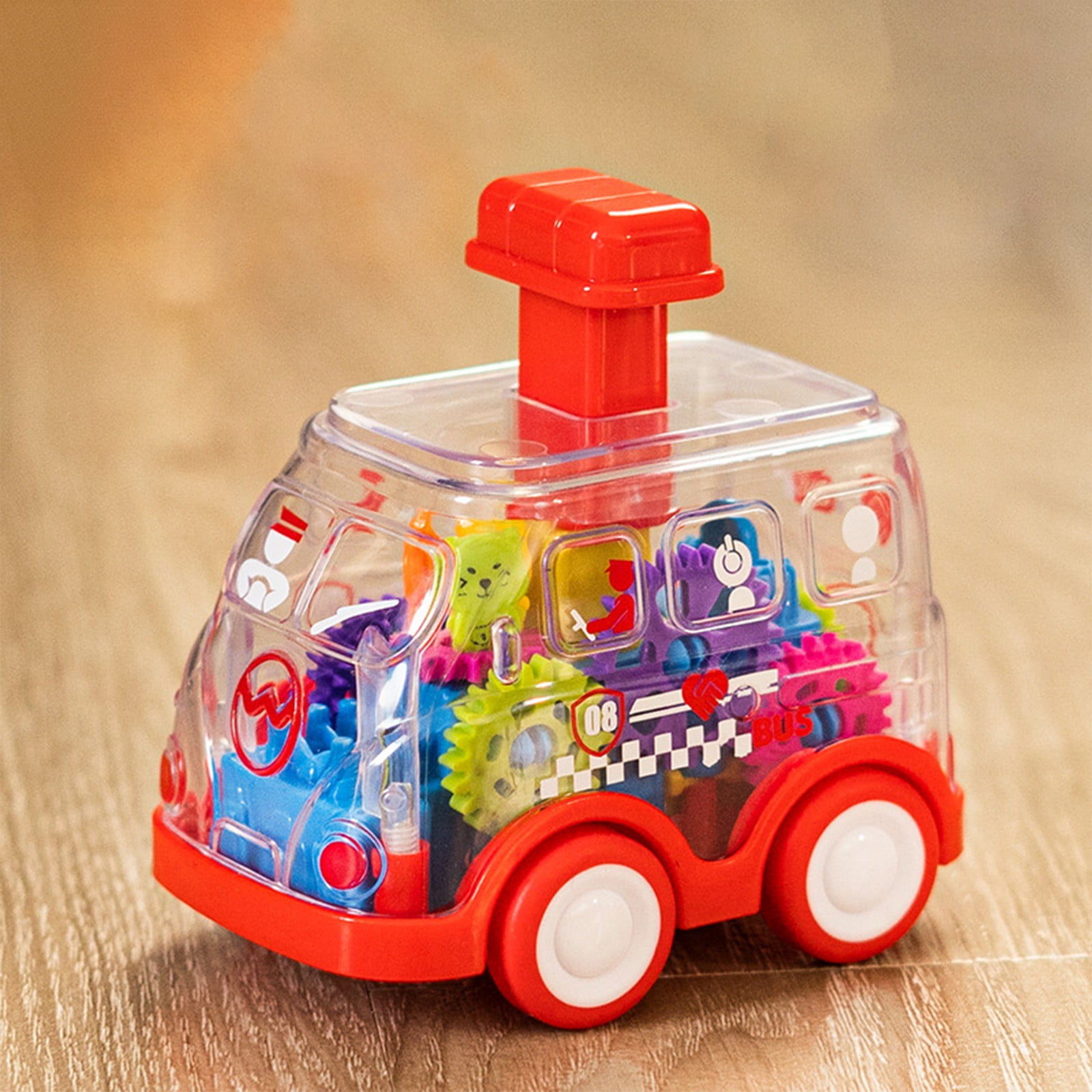 FloHua Baby Toys kids Toys Clearance Transparent Gear Car Press Toy Car ...
