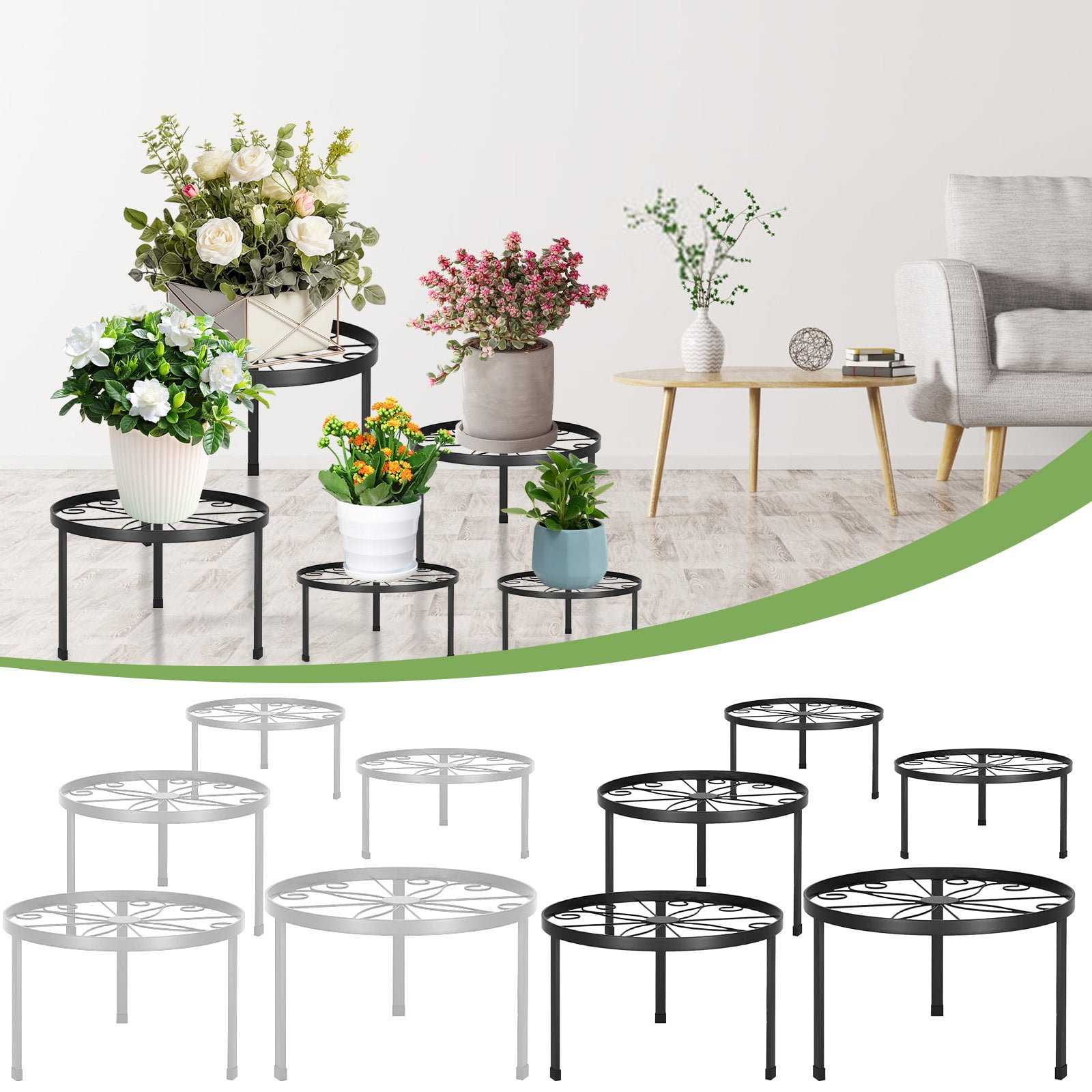 FloHua Christmas Clearance 5Pack Metal Plant Stands For Outdoor Indoor ...