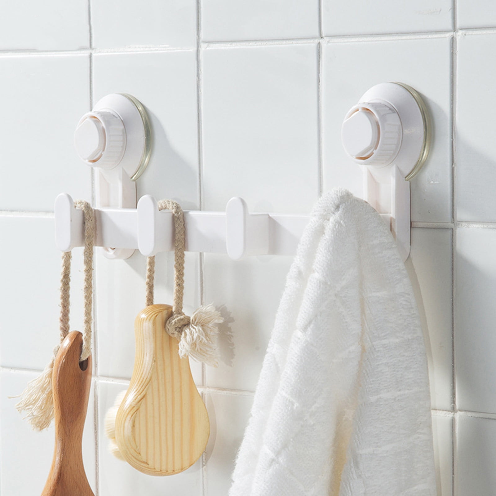 FloHua Christmas Vacuum Suction Cup With Four Rows Of Hooks Bathroom ...