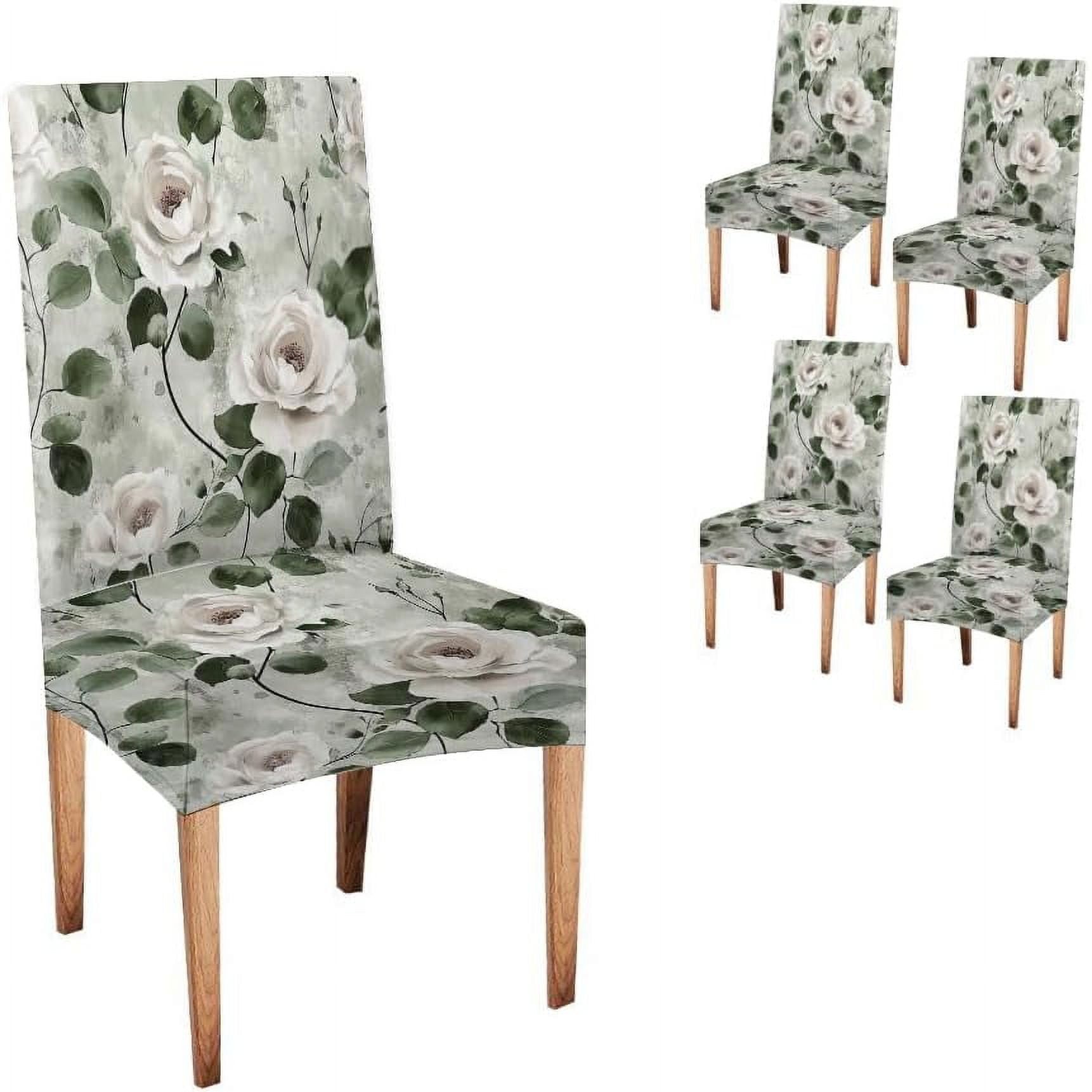 Floal Flower Chair Covers Chair Covers for Dining Room Set of 4 Spandex ...