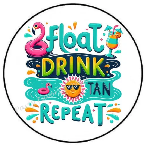 Float Drink Tan Repeat Summer Sticker Party Favors Sticker Envelope ...