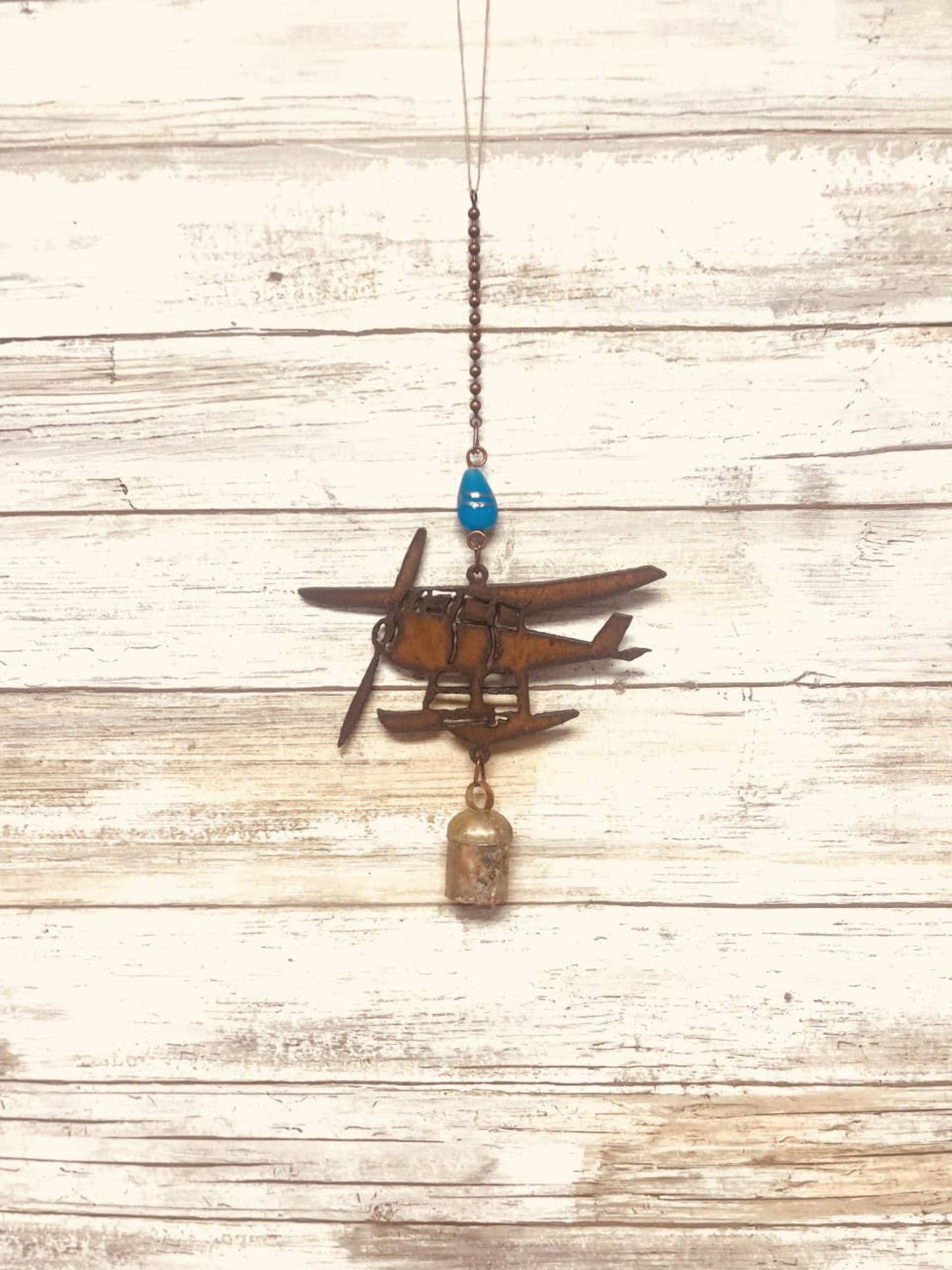 Float Plane Bell Rustic Alaska Garden Outdoor Metal Chime - Walmart.com