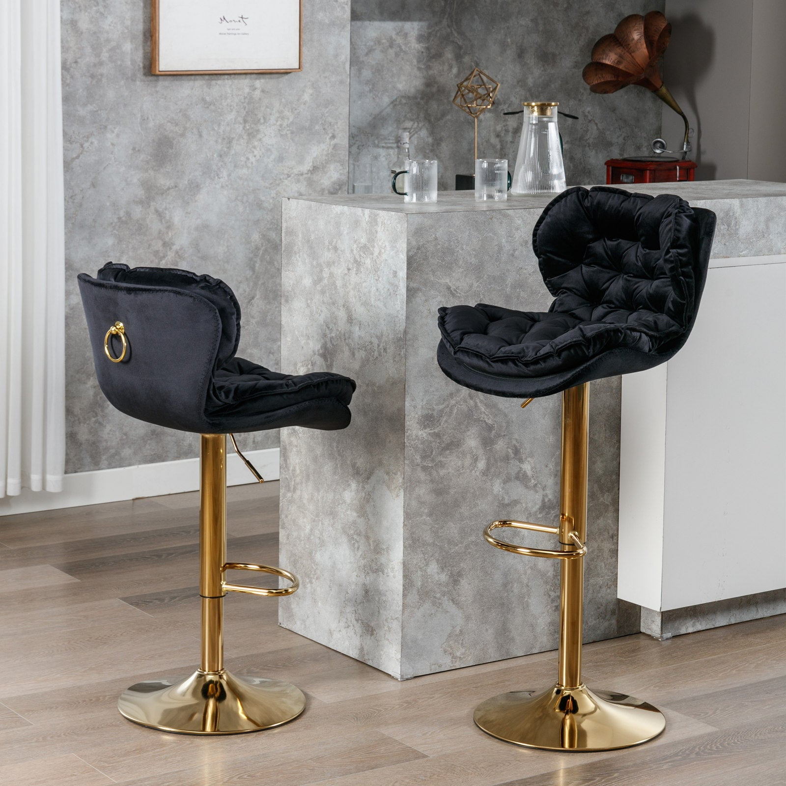 Float Swivel Bar Stools - Black Set of 2 - Walmart.com