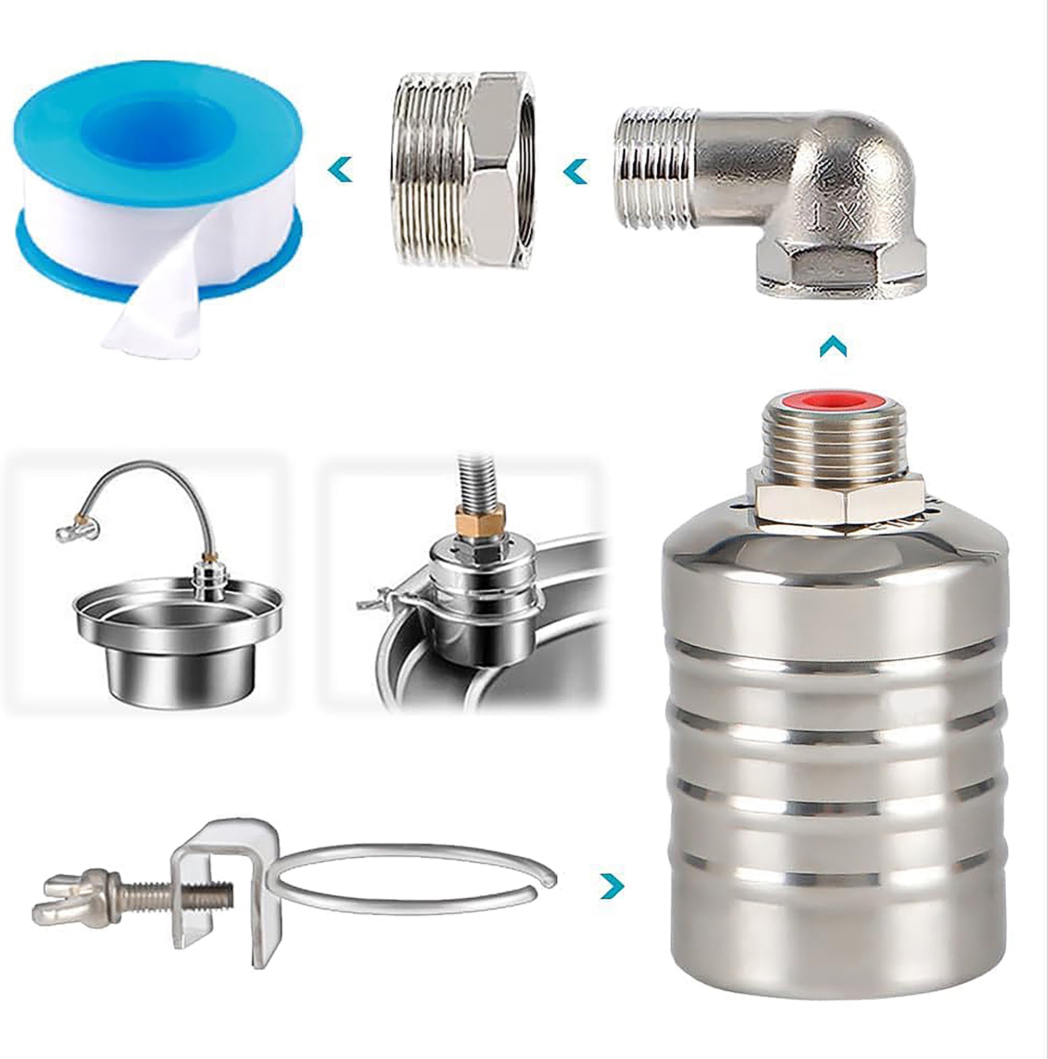 Float Valve,1/2" to 3/4'' Water Float Valve,304 Stainless Steel Fully ...