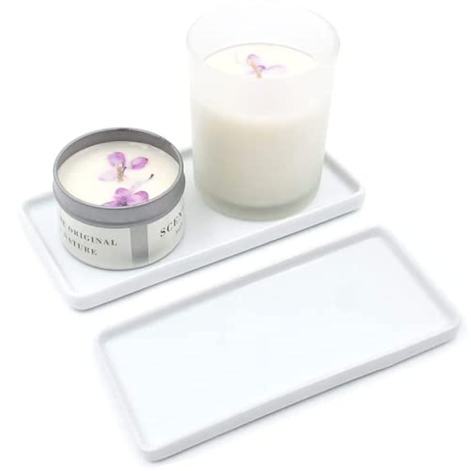 Floatant Ceramic Vanity Tray, Rectangle Bathroom White Tray, Tray ...