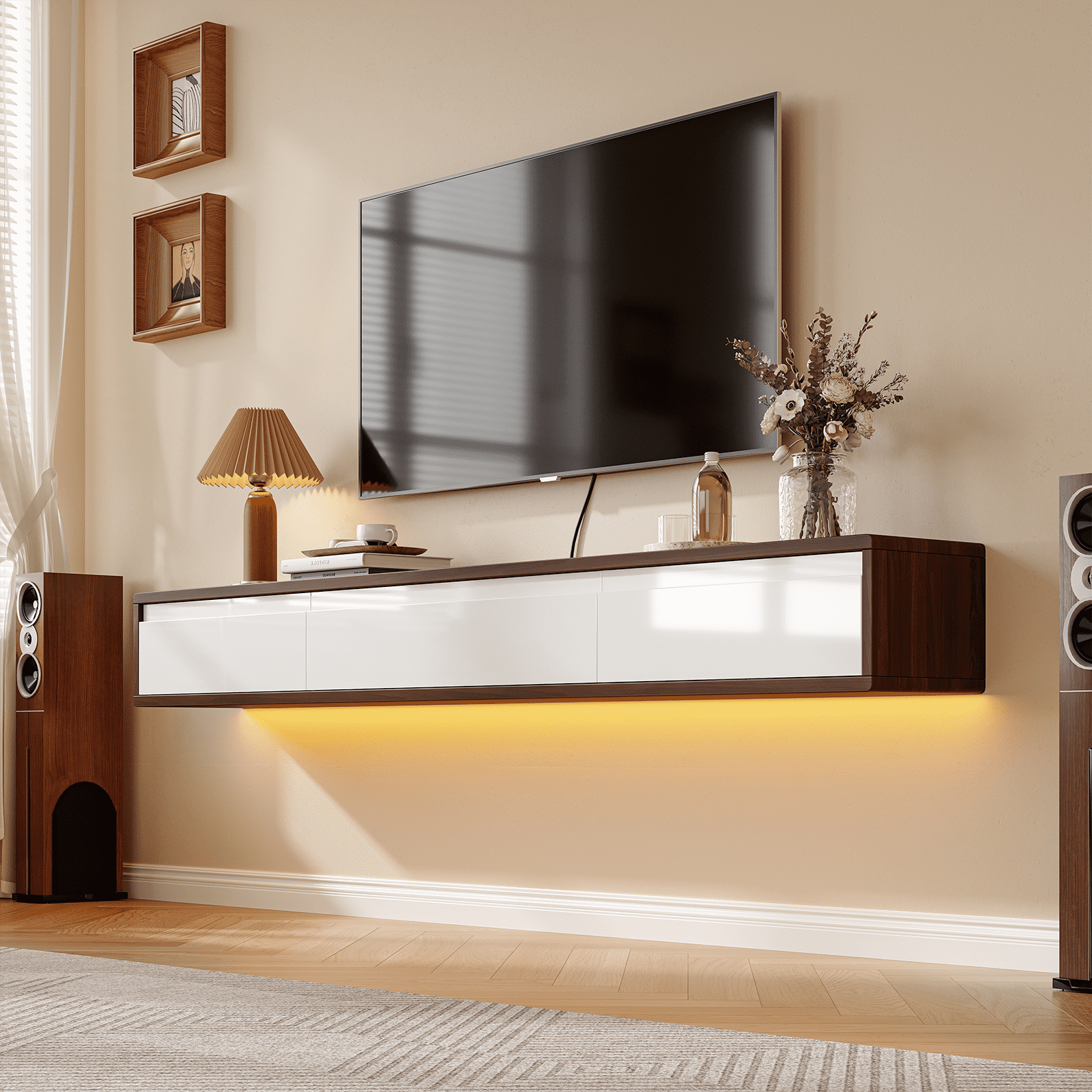FloatiCasa 47" Floating TV Stand Wall Mounted Floating TV Shelf for TVs ...