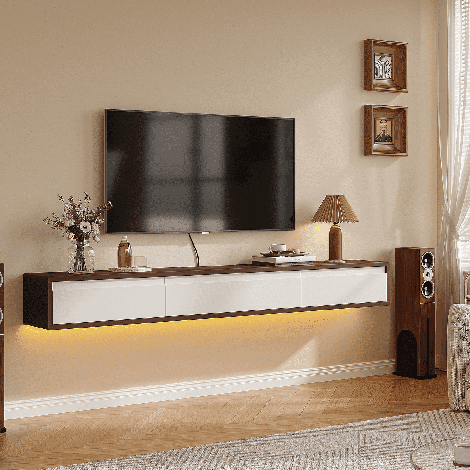 FloatiCasa 47" Floating TV Stand Wall Mounted, Floating TV Shelf for ...