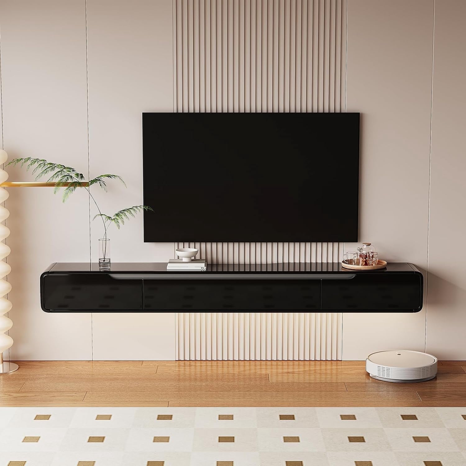 FloatiCasa 47-Inch Floating TV Stand, Wall-Mounted Entertainment Center ...