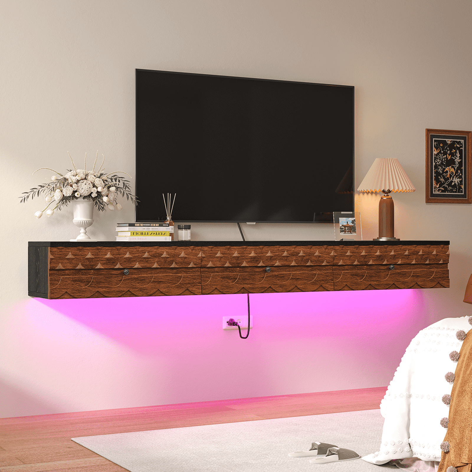 FloatiCasa 47-Inch Floating TV Stand Wall Mounted, Fully Assembled ...