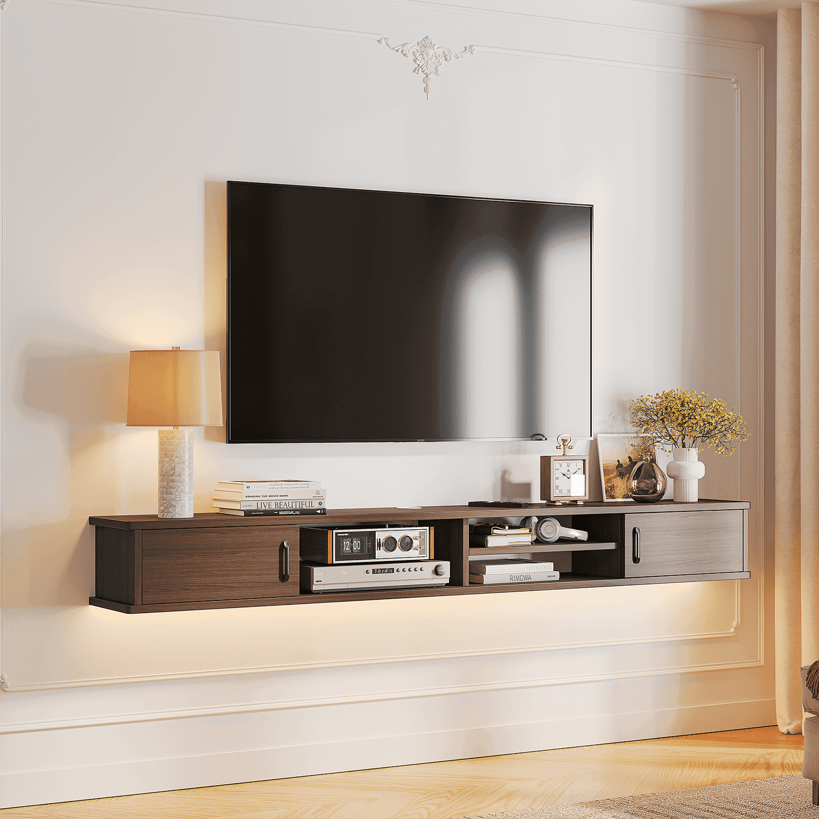 FloatiCasa Floating TV Stand 51 inch, Wall Mounted TV Console, Floating ...