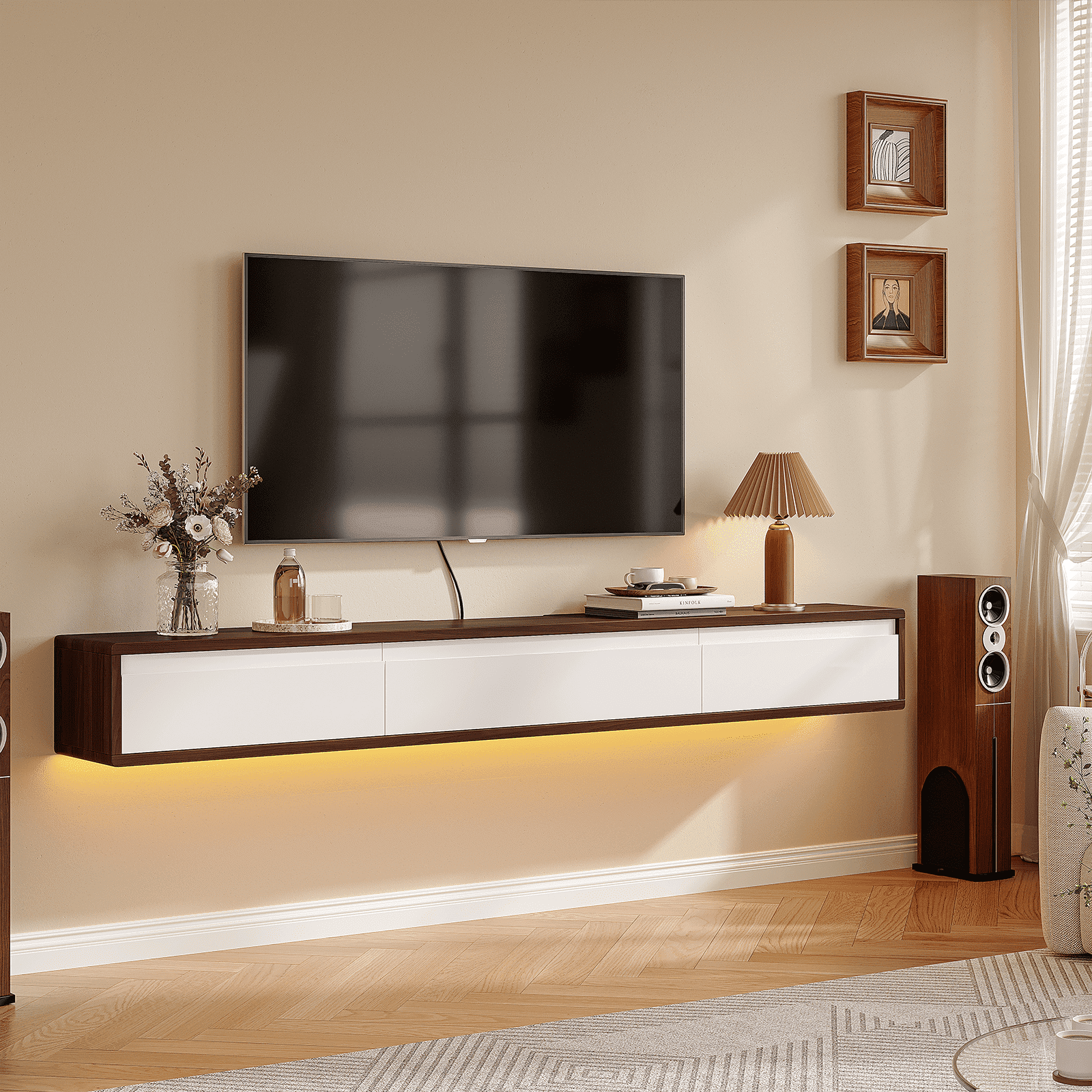 FloatiCasa 55" Floating TV Stand Wall Mounted Floating TV Shelf for TVs ...