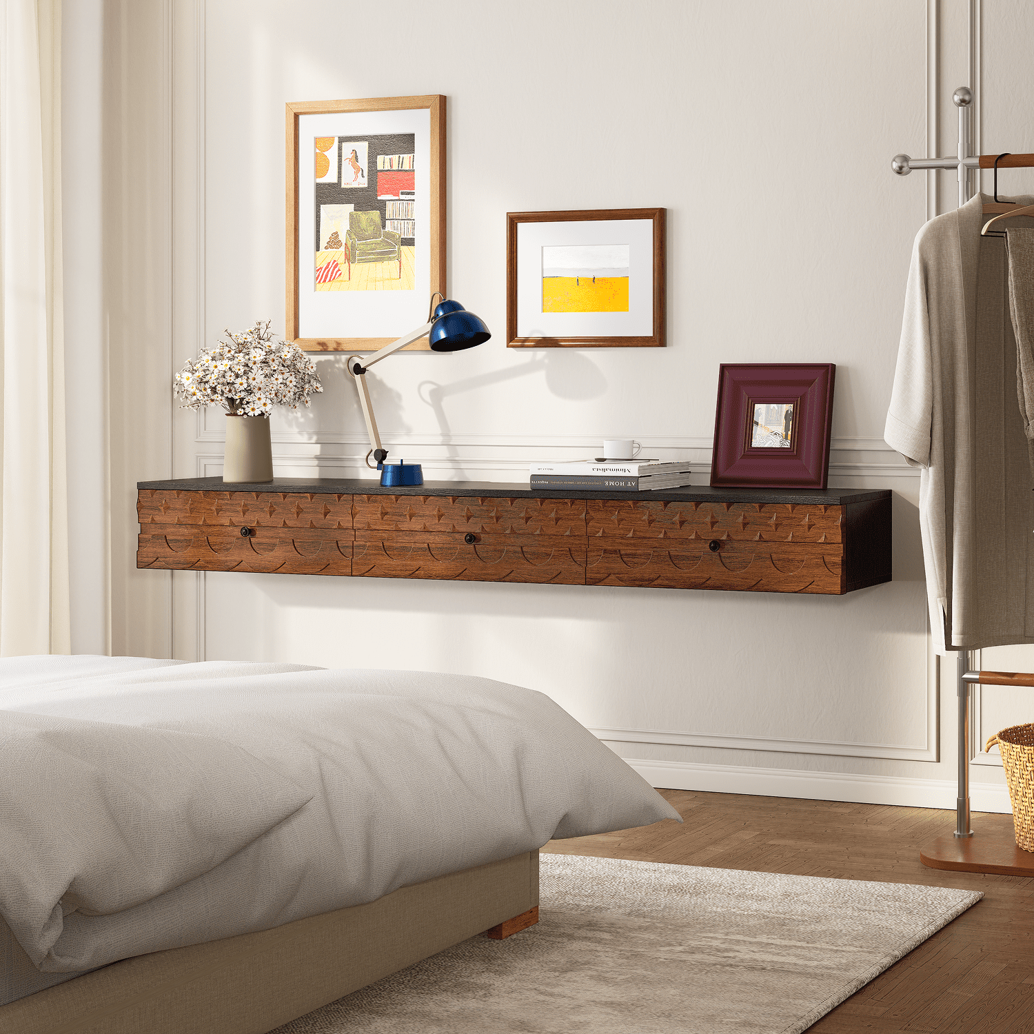 FloatiCasa 55-inch Floating TV Stand Wall Mounted Fully Assembled Media ...