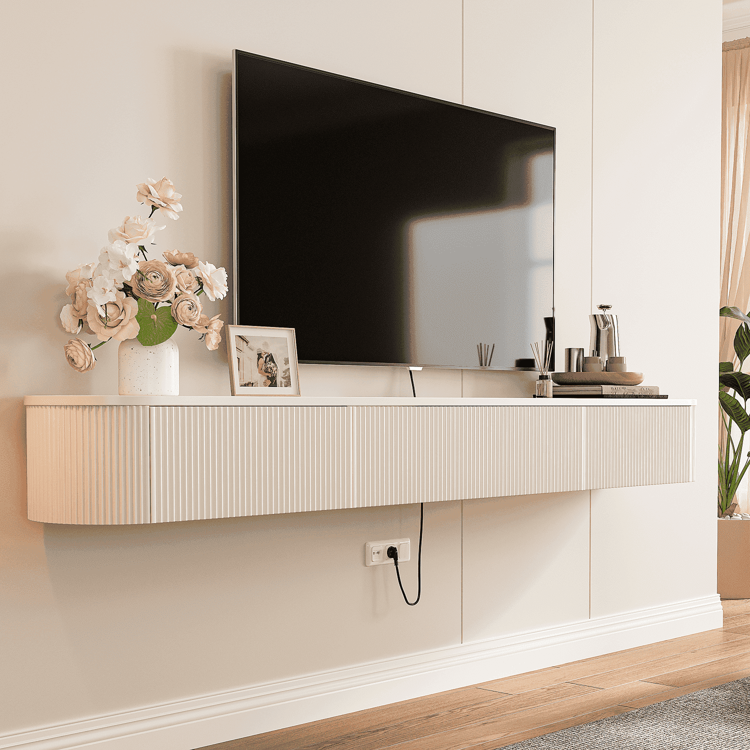 FloatiCasa 55-inch Floating TV Stand Wall-Mounted Media Console with ...