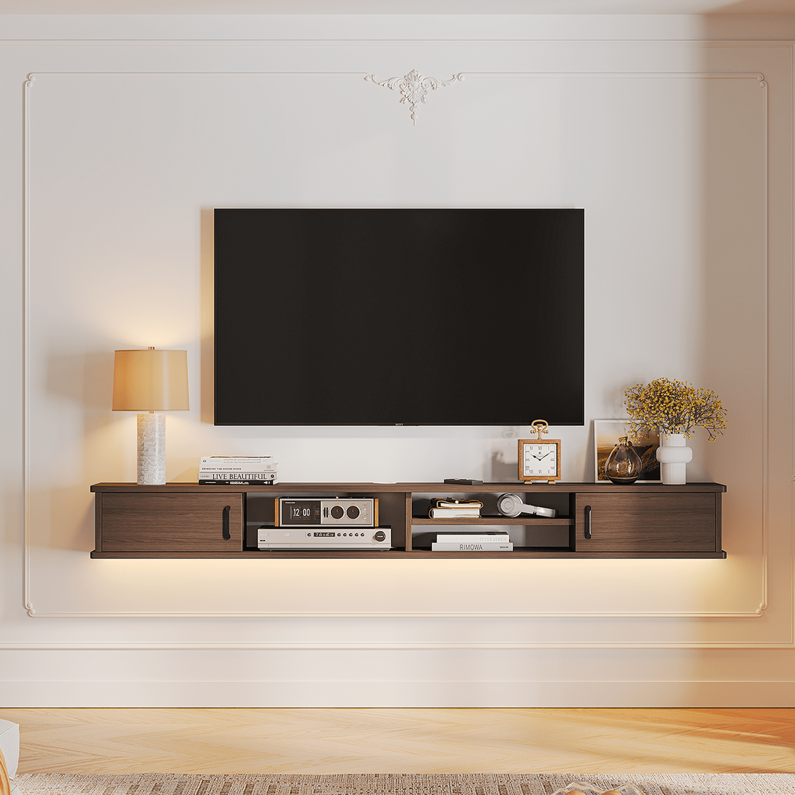 FloatiCasa 59-inch Floating TV Stand Wall Mounted Floating Media ...