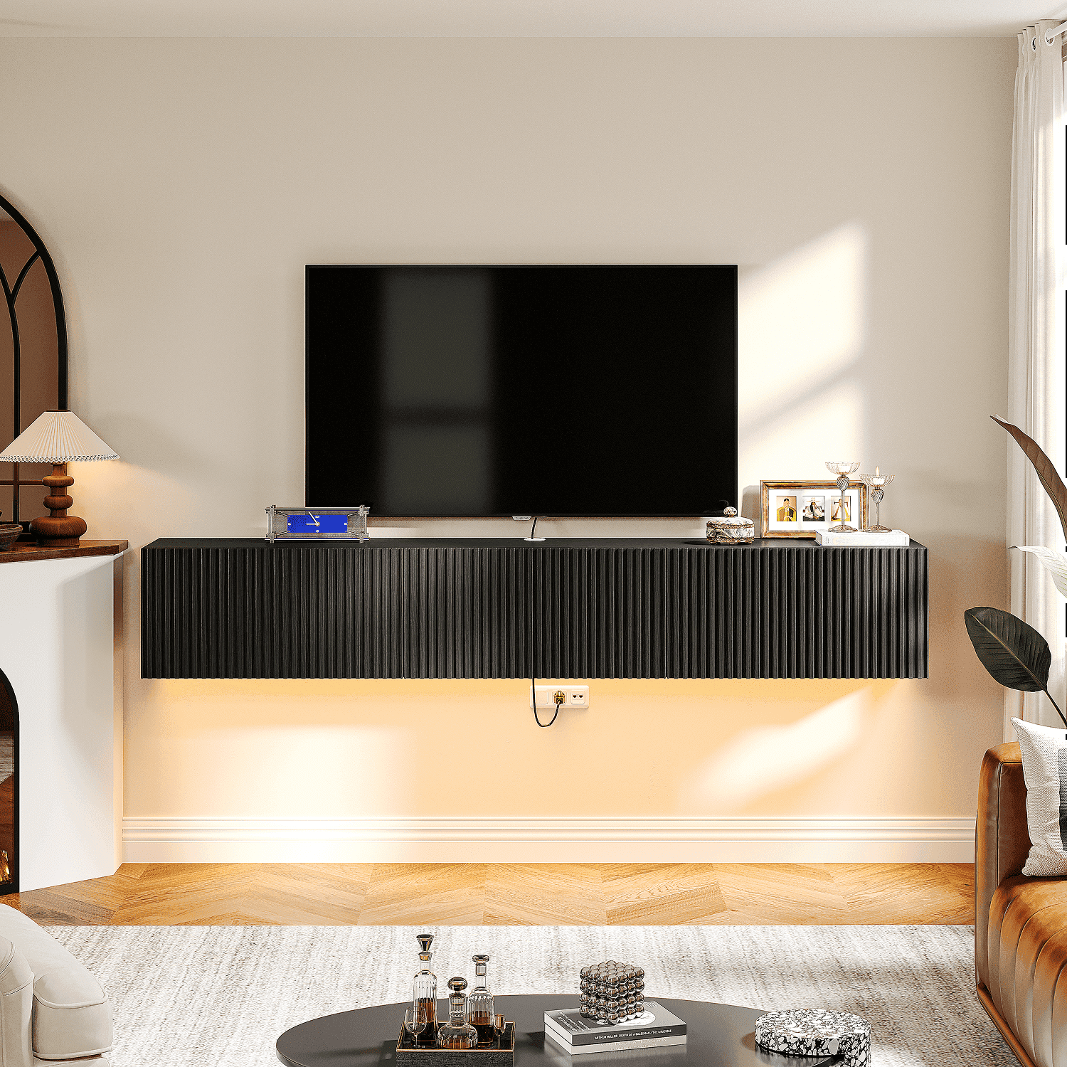 FloatiCasa 70'' Floating TV Stand Wall-Mounted Entertainment Center ...